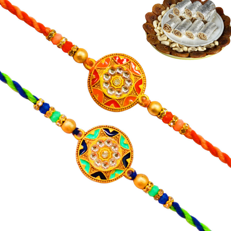2 Rakhi - Fancy Rakhi Set With Indian Sweets – Rakhi Stores